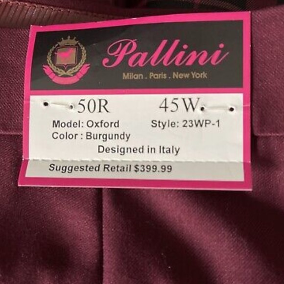 Pallini | Suits & Blazers | Nwt Mens 3 Pc Pallini Super 5s Burgundy ...